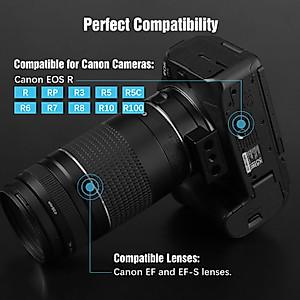 Donwell EF to EOS R Mount Adapter,Auto-Focus EF/EF-S Lens to RF Mount Converter Ring with Removable Tripod Mount Compatible for Canon EOS R RP R5 R6 R7 R10 R50 Series Mirrorless Digital Cameras