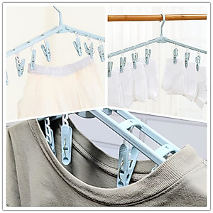 Fineget Collapsible Travel Shorts Skirt Shirt Socks Hangers with Clips Foldable Pants Clothes Plastic Suit Hangers Non Slip Closet Blue Organizer Retail Displays Blue 2 Pcs