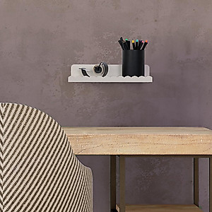 ARTiLETTO Decorative Floating Shelf: Stylish Heavy-Duty Modern Bookshelf for Living Room, Kitchen, Office, Bedroom, or Bathroom, L-Shape, Scallop Edge, Aluminum Wall Shelf, 11.6 Inch, Crème White