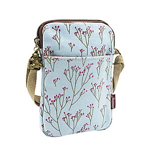 RARITYUS Canvas Small Crossbody Cell Phone Purse Cute Shoulder Bag with Adjustable Strap for Women Blue