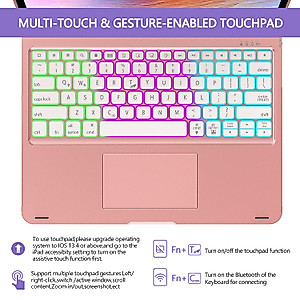 Touch Keyboard Case for iPad Air 13 M2 2024, iPad Pro 12.9 Case with Keyboard 6th/5th/4th/3rd Generation, Trackpad, 360° Rotatable, Wireless Keyboard Cover, 7 Modes Rainbow Backlits with Pencil Holder