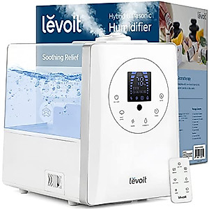 LEVOIT Humidifiers for Bedroom Large Room Home, 6L Warm and Cool Mist Ultrasonic Air Vaporizer for Plants and Whole House, Built-in Humidity Sensor, Essential Oil Diffuser, Whisper Quiet, Timer, White