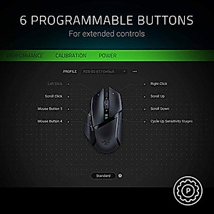 Razer Basilisk X Hyperspeed Razer 5G Advanced 16K DPI Optical Sensor Wireless Gaming Mouse with Up to 450 Hours of Battery Life, Mechanical Mouse Switches (Black)
