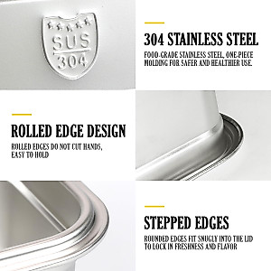 LNQ LUNIQI 1Pcs Stainless Steel Food Storage Containers with Lids Ice Cream Storage Containers Food Keeper Freezer Box Refrigerator Storage For Food Preservation and Homemade Ice Cream（1000ML