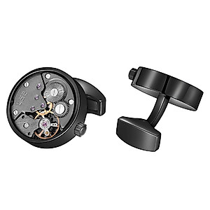 MERIT OCEAN Cufflinks Steampunk Movement Shape Cufflinks for Men Mens Shirt Vintage Gears Cufflinks Business Wedding（Black in the middle）