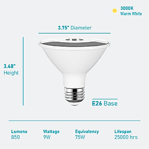 Maelsrlg Dimmable PAR30 Short Neck Flood Light LED Bulb - 9W (75W Equivalent) 3000K Warm White, Indoor and Outdoor LED Spotlight Bulbs, E26 Medium Base, 850 Lumens, 4 Pack