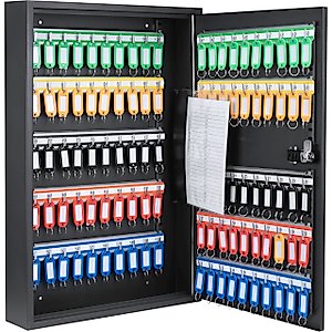 Barska Adjustable Key Cabinet Wall Mount Lock Box with Colorful Key Tag Labels for Key Storage & Organization - 100 Position - Combination Lock - Black