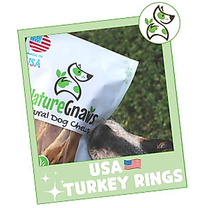 Nature Gnaws USA Turkey Tendon Rings for Dogs (8oz) - Delicious Grain Free Reward Snack for Small, Medium & Large Breeds - Premium Natural Dog Chew Treats