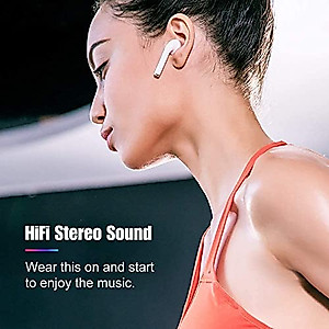 Wireless Earbuds Bluetooth 5.1 Headphones Built in Mic in Ear Bud Noise Canceling 3D Stereo Air Buds Earbuds Fast Charging, IPX5 Waterproof for iPhone and Android (White)