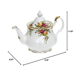 Royal Albert Old Country Roses 3-Piece (Teapot, Sugar & Creamer) Tea Set, Multi