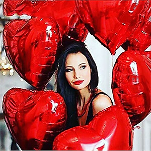 Littleloverly Valentine's Day Red Pink Heart Foil Balloons Decoration - Heart Shaped Mylar Balloons Engagement Wedding Valentines Day Anniversary Party Decorations(20PCS)