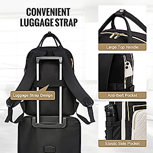 LOVEVOOK Laptop Backpack for Women, Water Resistant Travel Work Backpacks Purse Stylish College Business Teacher Nurse Computer Bag with USB Charging Port, Fits 15.6" Laptop