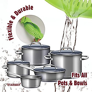 STARBEET Clip On Pot Strainer - Snap n Strain Silicone Food Colander - Fast, Easy, Straining for Noodles, Pasta, Meat, Fruits and Veggies. Fits Most Sizes Round Pots, Pans and Bowls.