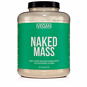 Naked Vegan Mass – Natural Vegan Weight Gainer Protein Powder – 8lb Bulk, GMO Free, Gluten Free, Soy Free & Dairy Free. No Artificial Ingredients – 1,230 Calories – 11 Servings