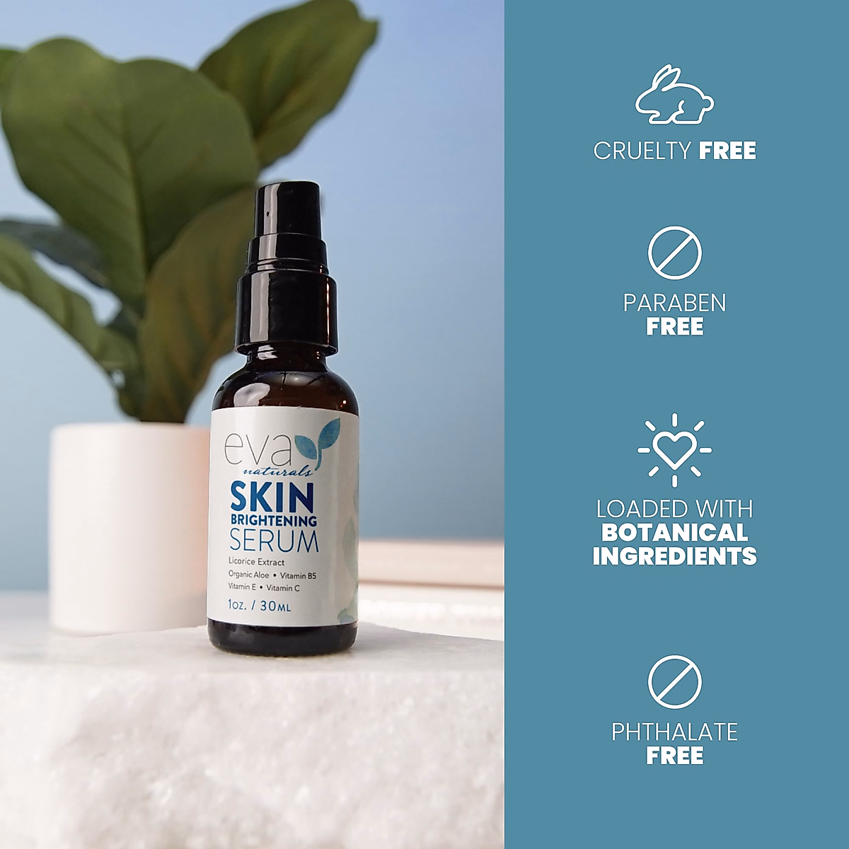 Licorice Extract Skin Brightening Serum by Eva Naturals - Face Serum for an Even Complexion - With Peptides, CoQ10 and Vitamin E