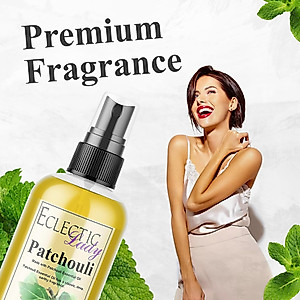 Body Spray for Women, 8 Oz Patchouli Essential Oil Body Mist with Long-Lasting Fragrance, Earthy & Clean Scent Reminiscent of the 1960s & 70s, Light, Subtle Perfume with Wood Notes, 100% Paraben Free