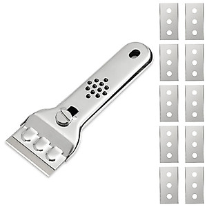 Locking Razor Blade Scraper with 10 Extra Blades, Retractable Razor Blade，Scraper Tool for Cleaning Window, Paint, Cooktop, Oven, Glass Stove Top Scraper