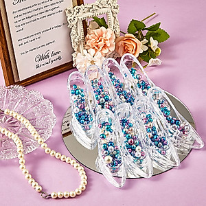 Taiyin 100 Pcs Mini Glass Slippers Clear Princess Slippers Decoration Plastic High Heel Shoes for Women Party Candy Supplies Gift Favor Holders for Wedding Birthday Party Decorations, 3.5 Inch