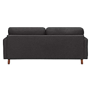 Elle Decor Alix Upholstered Living Room Sofa, Tufted Fabric Couch, Mid-Century Walnut Tapered Footers, 78" Sofa, Charcoal