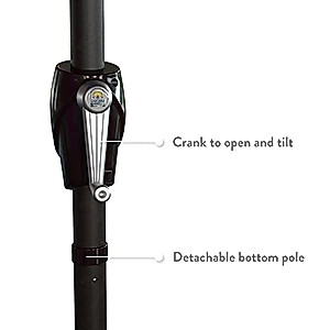 California Umbrella 9' Round Aluminum Market Umbrella, Crank Lift, Auto Tilt, Bronze Pole, Black Olefin