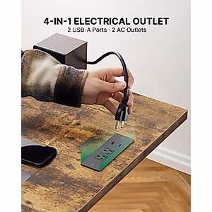 Marsail Standing Desk Adjustable Height with 4-in 1 Electical Outlet, L Shaped Electric Standing Desk with Headphone Hook, Stand up Desk for Home Office Sturdy Writing Workstation, Rustic