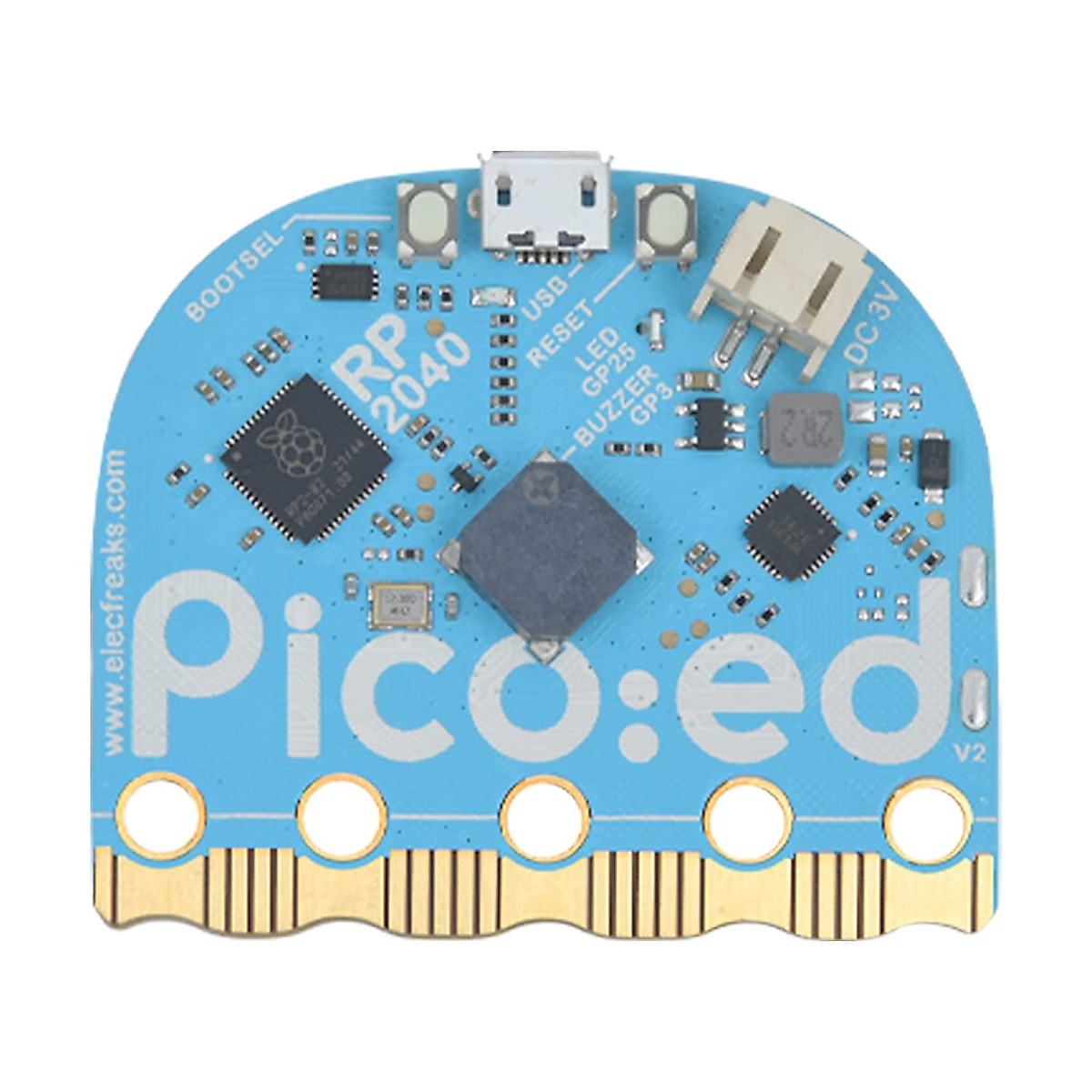 ELECFREAKS Pico:ed Development Board Based on Raspberry Pi RP2040 MCU, Picoed Python Microcontroller with 7 * 17 Dot-matrix Screen Dual-core ARM Cortex M0+ Processor for Education Classroom Teaching