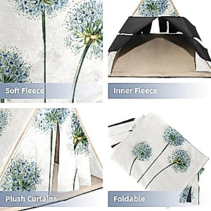 Y-DSIWX Guinea Pig House Bed, Rabbit Large Hideout, Small Animals Nest Hamster Cage Habitats Hand Drawn Dandelion Flower