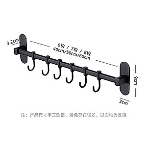 Hook up A Row of Stainless Steel Kitchen Hooks Without Perforation and Traceless Stickers Hook Hanger Bathroom Sticky Hook Rack (Color : Black Size : 7 Hooks) jiangyu1994