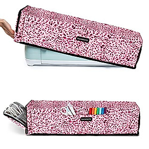 BAGSPRITE Cover for Cricut Maker, Maker 3， Explore 3, Explore Air 2, Cricut Dust Cover with Pockets for Tool Set Cricut Accessories (Rose Red)