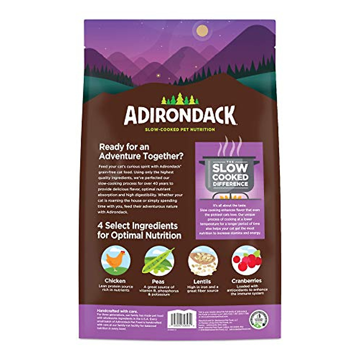 Adirondack Cat Food Made in USA [Limited Ingredient Grain Free Cat Food], Indoor Cat Food Dry, Chicken and Chicken Meal Recipe, 11 lb. Bag
