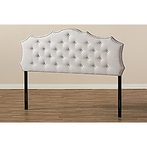 Baxton Studio Coralie Modern and Contemporary Greyish Beige Fabric Queen Size Headboard