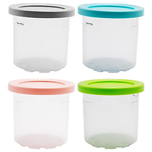 Ice Cream Containers 4 Pack with lid, Compatible with Ninja Creami Cream Makers NC299AMZ & NC300s Series, Reusable, BPA-Free & Dishwasher Safe, Airtight