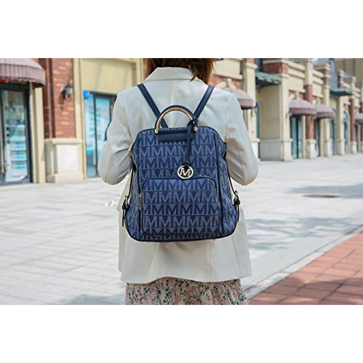 Mia K Collection PU Leather Backpack Purse for Women & Teen Girls - Ladies Fashion Travel - Big Bookbag Top-Handle Black