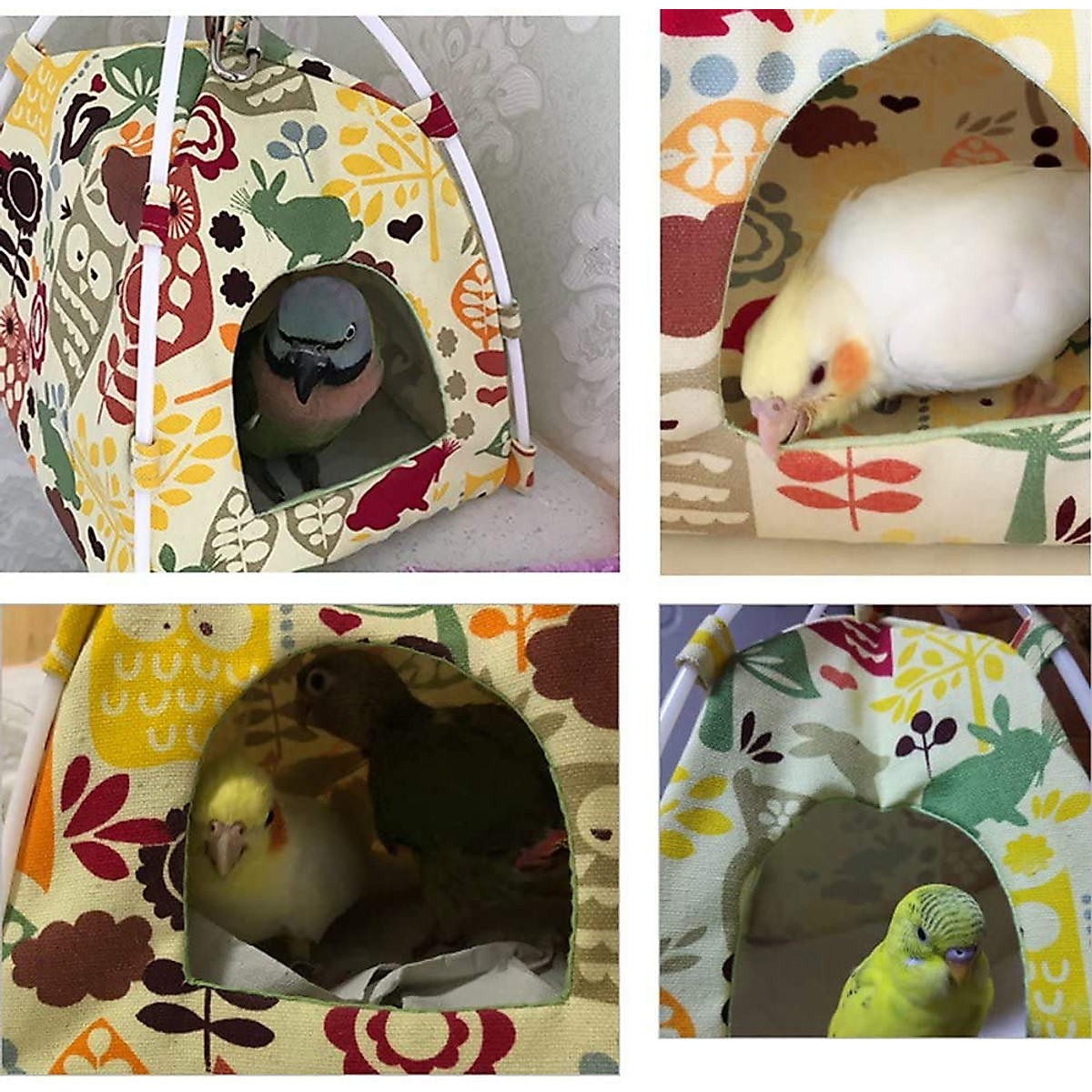 Bird Nest House Hammock Bed Hut Parrot Hamster Hanging Tent Winter Warm Habitat Cave for Parakeet Cockatiel Conure Lovebird Finch Canary African Grey Budgie Chinchilla Guinea Pig Rat (L)