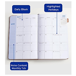 Leather Hardcover Planner 2023-2024, Weekly and Monthly Planner, Jul.2023-Dec 2024, A5 size 5.5 x 8 inch, Includes: Planner stickers + Monthly tab and Bookmarks + Inner Pocket + Elastic Closure + Pen