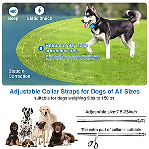 MASBRILL Electric Fence for Dogs, 2023 Upgraded Underground Above Ground Electric Dog Fence Pet Containment System with Waterproof Rechargeable Training Collar, Tone/Shock Correction