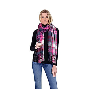 Market & Layne Winter Scarfs for Women Cold Weather - Plaid Winter Scarf Soft Cashmere Feel Warm Long Oversized Ladies Scarves for Winter (Pink/Berry)