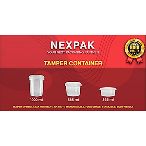 NEXPAK Tamper-Proof Round Container with Lid 19.10 oz, 10 Ct, Airtight, Best for Food Storage, Food Service, Take out Containers, Food Canisters, Hot fillable up to 85° C
