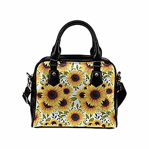 InterestPrint S-ummer Sun-flower PU Leather Lady Purses and Handbags
