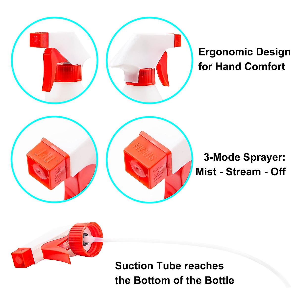 Youngever Plastic Spray Bottles Leak Proof, 4 Pack 16 Ounce Spray Bottles for Cleaning Solution, Empty Spray Bottle, Heavy Duty Spray Bottle with Chalkboard Labels