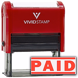 Paid Self Inking Rubber Stamp (Red) - Medium