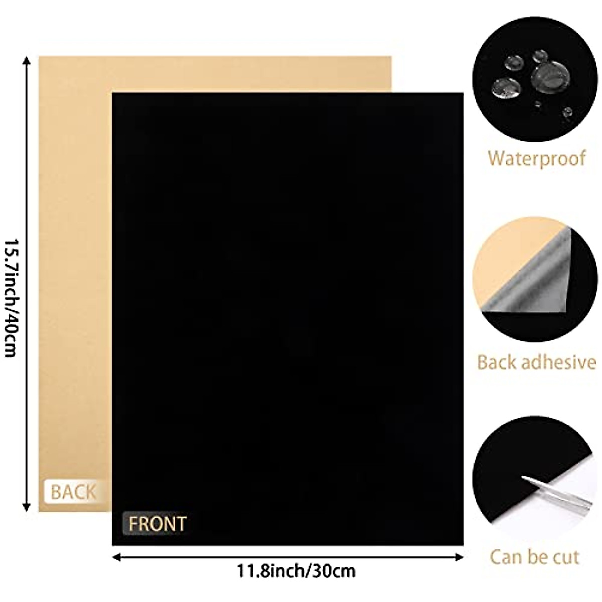 Black Self Adhesive Felt Sheets,UPINS 8PCS 15.7 × 11.8 inch Soft Velvet Felt Fabric Sticky Back Felt for Jewelry Box Drawer Liner and DIY Crafts