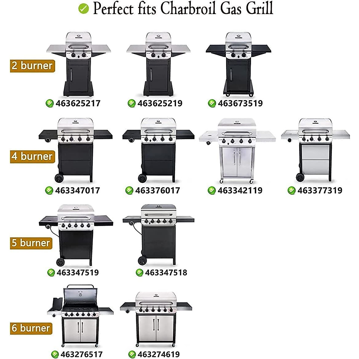 Grill Replacement Parts for Charbroil Performance 6 Burner 463244819, 463276517, Charbroil 5 Burner 463347518, 463347519, Charbroil 4 Burner 463347017, 463361017,Char-Broil 463244819, 463244819 Replacement Parts