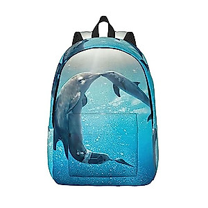 NOKOER Winter The Dolphin Printed Canvas Backpack,Laptop Backpack,Lightweight Travel Rucksack For Men And Women
