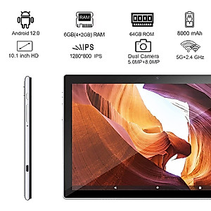 YOBANSE Android Tablet 10 inch, Android 12 Tablet, 6GB RAM 64GB ROM