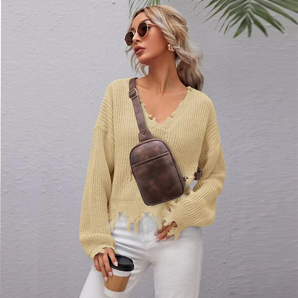 CORALDAISY Crossbody Bags for Women Sling Bag Fanny Packs for Women Crossbody purses Belt Bag for women cross body bag purse Gifts, Coffee