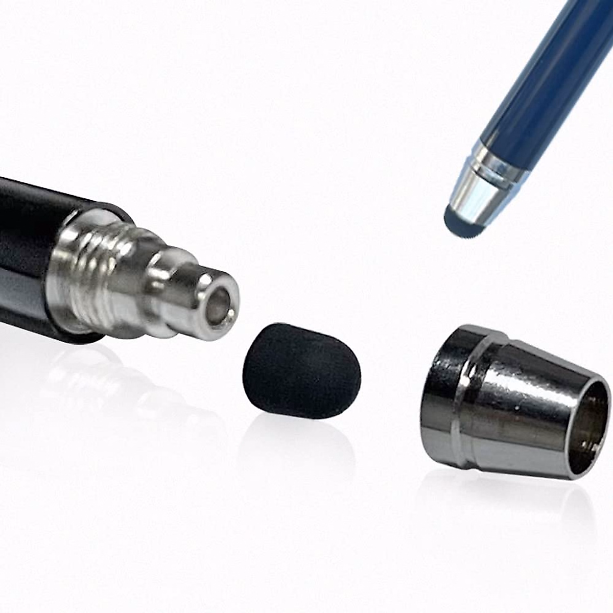 ColorYourLife Bundle of 3-Pack 7.3" Extra Long Thin Tip High Precision Universal Capacitive Stylus Pens for Touch Screens and Microfiber Cloth (Black)