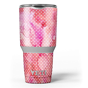 Design Skinz The Red and Pink Watercolor Polka Dots - Skin Decal Vinyl Wrap Kit Compatible with The Yeti Rambler Cooler Tumbler Cups