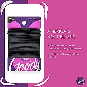 Goody Ouchless Womens Elastic Hair Tie - 29 Count, Black - 2MM for Fine to Medium Hair - Pain-Free Hair Accessories for Women Perfect for Long Lasting Braids, Ponytails and More