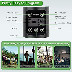 Automatic Fish Feeder for Aquarium，Vacation Auto Fish Food Dispenser - Moisture-Proof Programmable Weekend Holiday Electric Timer Fish Feeder for Turtle Tank | Betta Tank